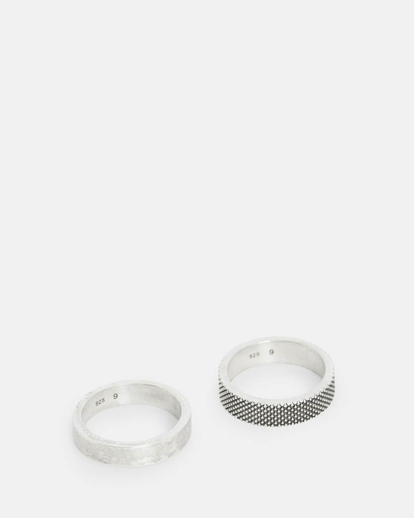 Mars Textured Sterling Silver Ring Set WARM SILVER | ALLSAINTS